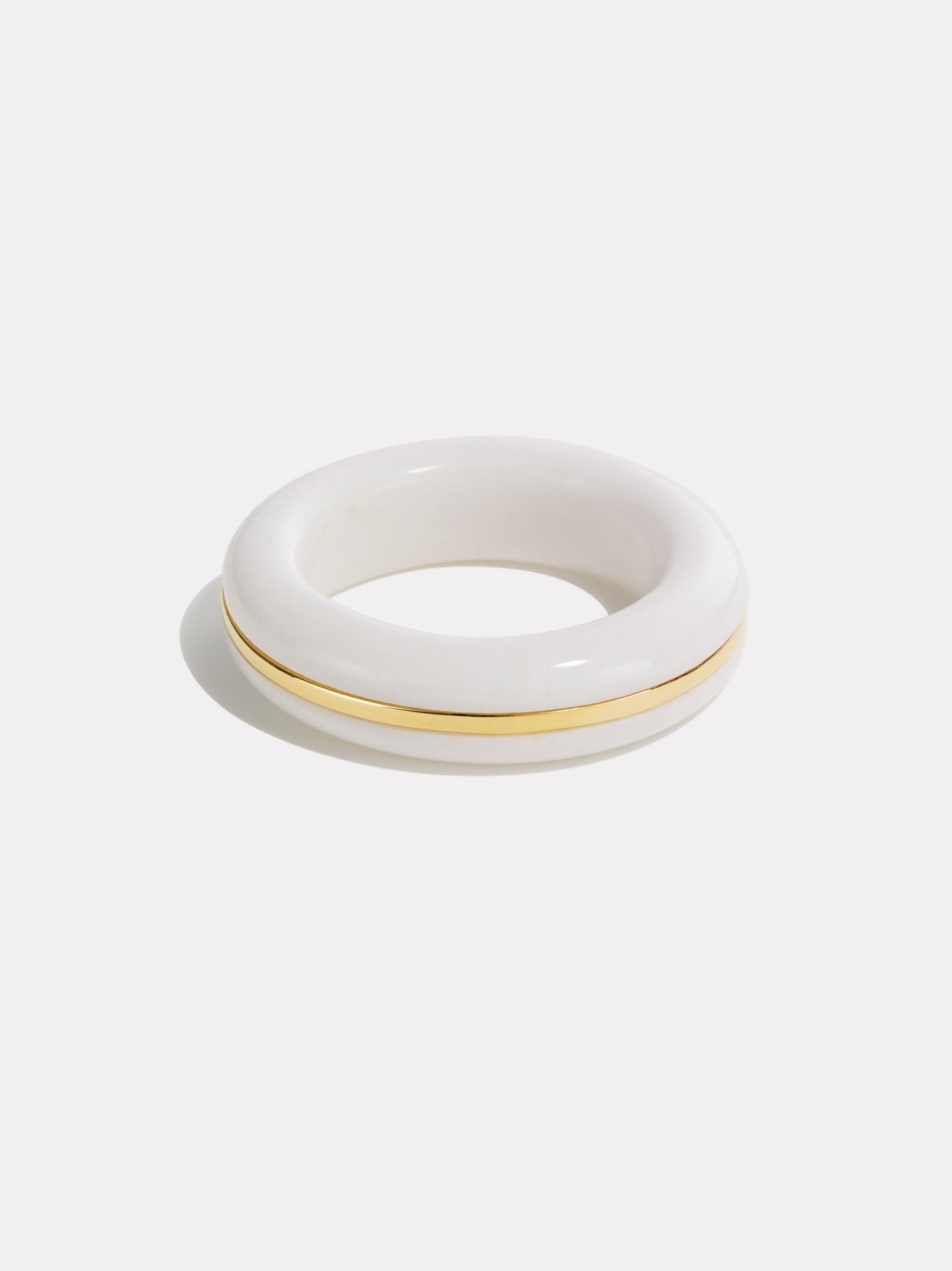 By Pariah Essential Gem Stacker Ring White Agate 14K Gold