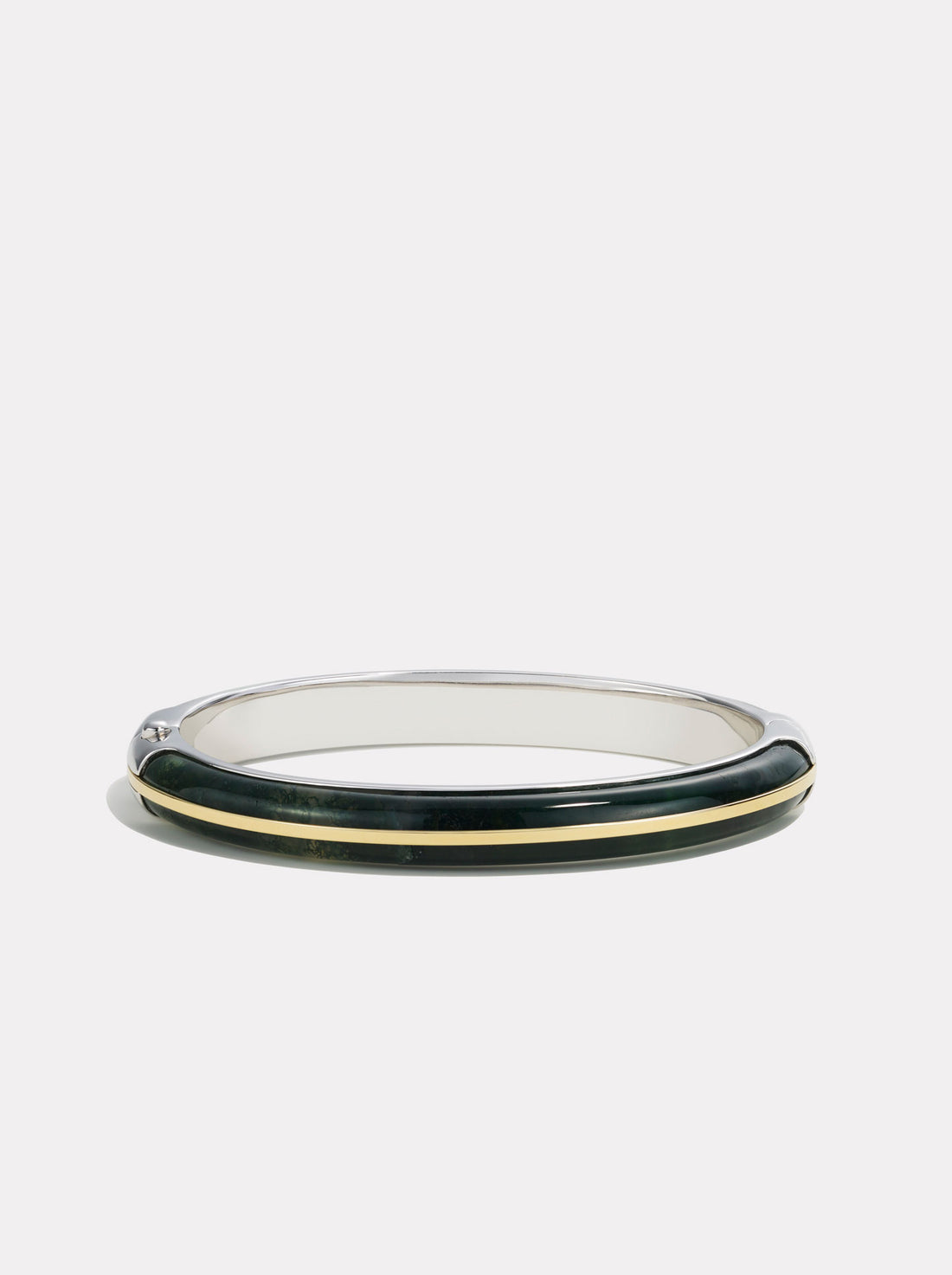 By Pariah Essential Stacking Bangle Bracelet Moss Agate 14K Gold