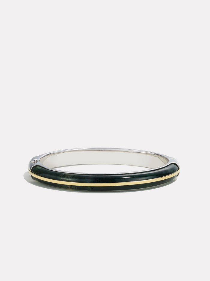 By Pariah Essential Stacking Bangle Bracelet Moss Agate 14K Gold