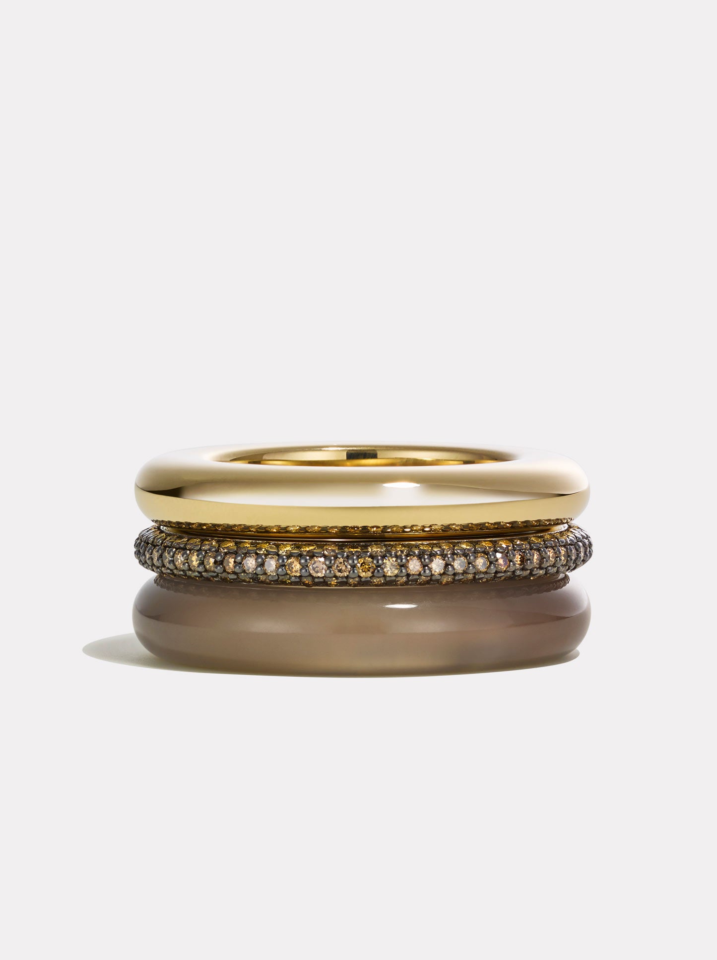 By Pariah Aurea Ring Stack Grey Agate - 52